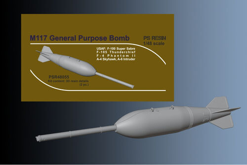 NEW! Print Scale PSR48055 M117 General Purpose Bomb with Long Probe Nose Fuze (2 pcs / 3D-Printed)