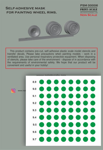 NEW! Print Scale PSM00006 Self-Adhesive Wheel Rim Mask (dia.8,8 - 9,7 mm)