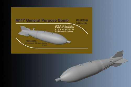 NEW! Print Scale PSR48056 M117 General Purpose Bomb - Standard Fuse (2 pcs / 3D-Printed)