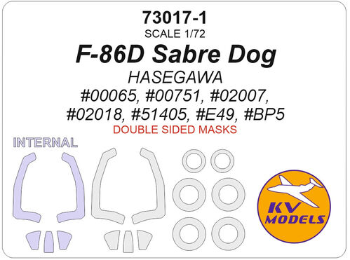 NEW! KV Models 73017-1 North American F-86 D Sabre Dog - Double-Sided Mask Set + Wheels Masks (for Hasegawa Kits)