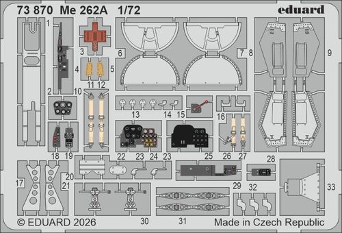 NEW! Eduard 73870 Messerschmitt Me-262 A - PE Parts (for Arma Hobby Kits)