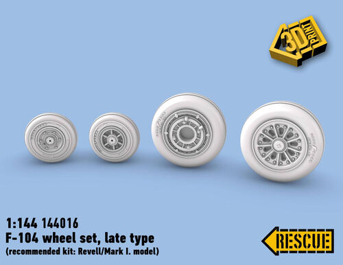 NEW! Rescue Models 144016 Lockheed F-104 Starfighter - 3D-Printed Wheel Set (for Revell and Mark I Model Kits)