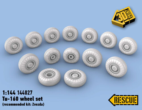 NEW! Rescue Models 144027 Tupolev Tu-160 - 3D-Printed Wheel Set (for Zvezda Kits)