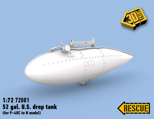 NEW! Rescue Models 72001 Curtiss P-40 C to N - 52 gal. US Drop Tank (3D-Printed)