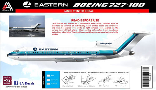 8aDecs 7909-915-144-CW Boeing 727-100 - Eastern Airlines (Clear Windows)