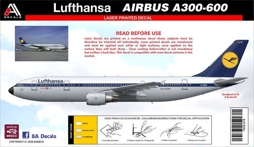 8aDecs 7909-919-144 Airbus A300-600 Initial Colors - Lufthansa