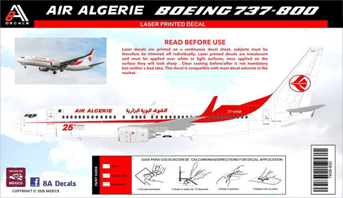 NEW! 8aDecs 7909-920-200 Boeing 737-800 - Air Algerie