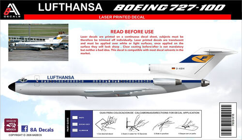 8aDecs 7909-916-144-DW Boeing 727-100 - Lufthansa (Decal Windows)