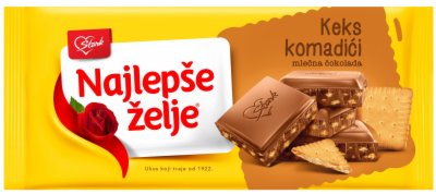 ČOKOLADA MLEČNA KEKS NAJLEPŠE ŽELJE 170G
