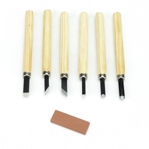 Shesto PCT1006 Wood Carving Tool Set with Sharpening Stone (6 Chisels)