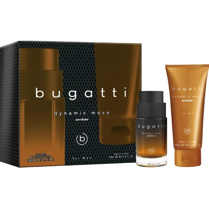 Bugatti Muški parfemski set Dynamic Move Amber, EDT, 100 ml + Gel za tuširanje, 200 ml