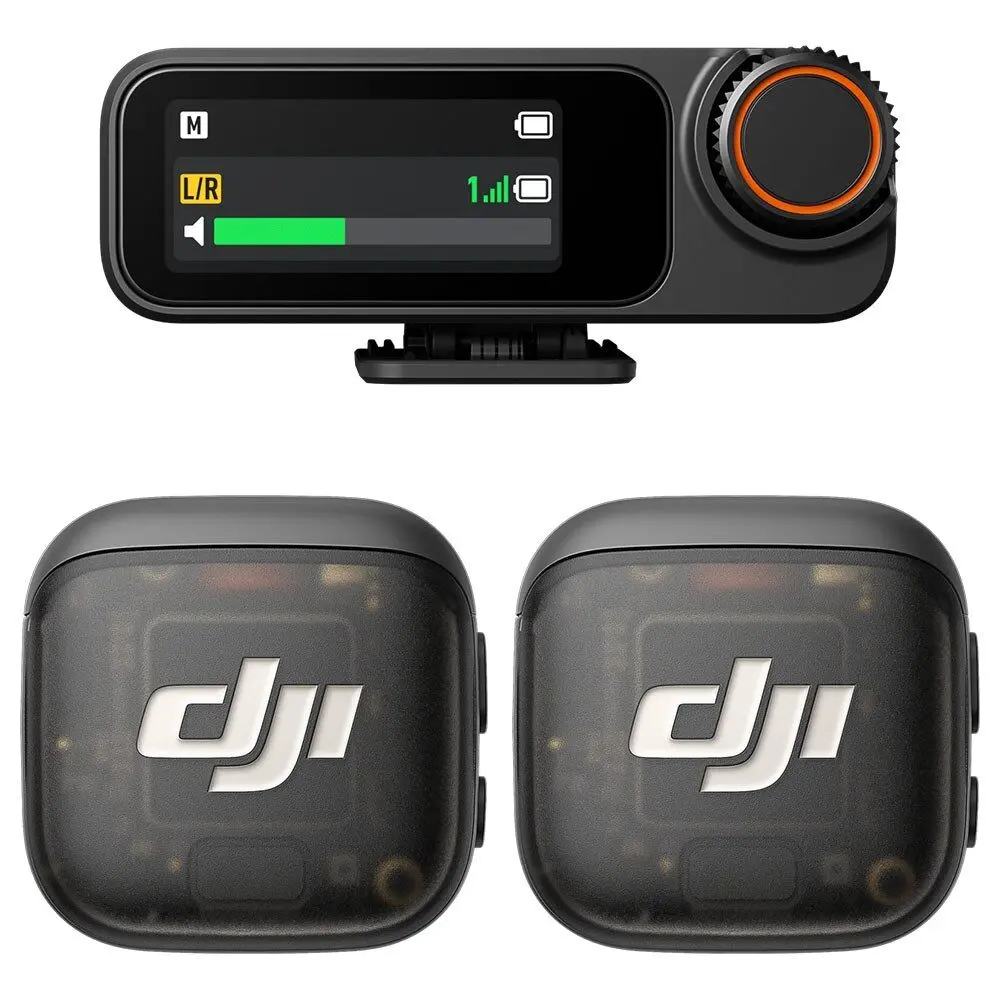DJI mikrofon, Mic 3 (2TX + 1RX + CC), prenos zvuka do 250 m, 5,5 sati snimanja, 48 kHz 24 bita, OLED displeј, crna