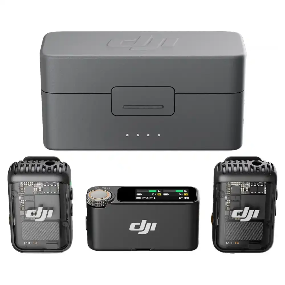 DJI Mic 2, Bežični mikrofon, 2 predajnika, 1 prijemnik + Futrola za punjejne, Tamnosivi