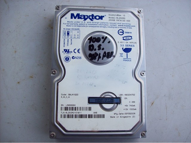 250 Gb Maxtor pata 3.5 inca - 100 % 6L250RO
