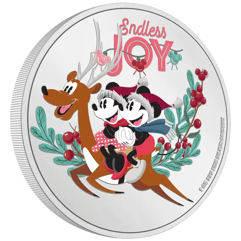 Srebrni novčić Disney Season’s Greetings 1 oz – Miki i Mini Maus