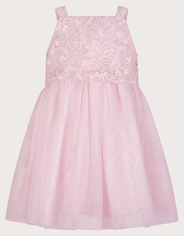 Monsoon Haljina za devojčice Anna Lace Tier Strap, Svetlo roze