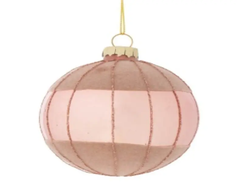 Novogodišnji ukras za jelku Kugla sa plišom, Staklena, 8 cm, Roze