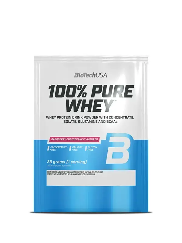 BioTechUSA Whey Protein 100% Pure, Malina cheesecake, 28g