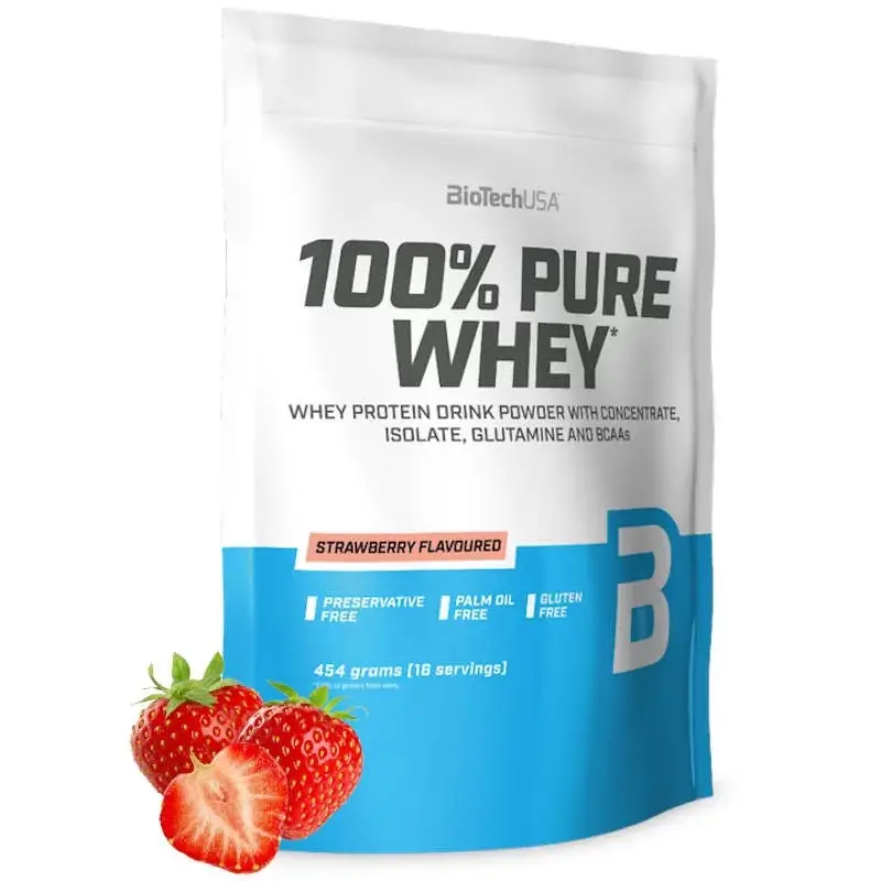 BioTechUSA Whey Protein 100% Pure, Jagoda, 454g