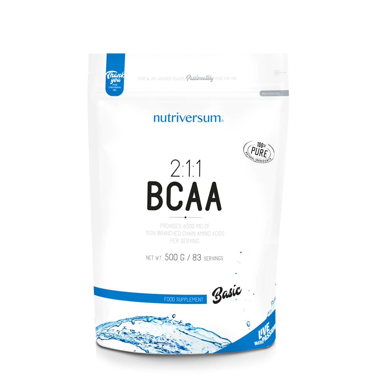 Nutriversum BCAA 2:1:1, Neutral, 500g