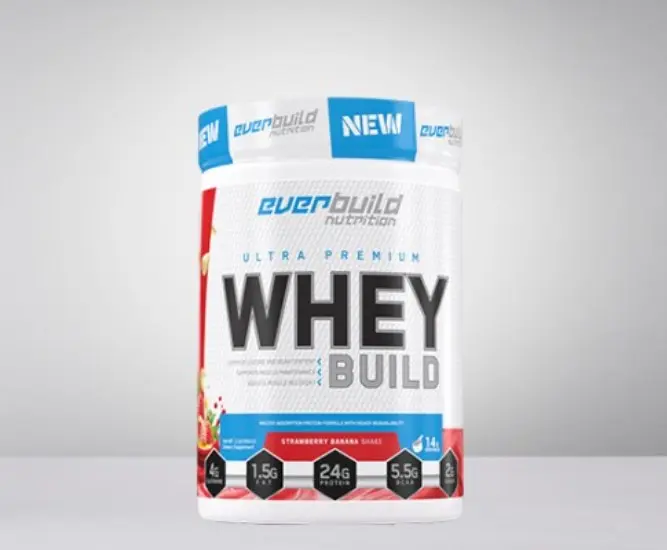 Everbuild Nutrition Whey Protein Build, Jagoda-banana, 454g