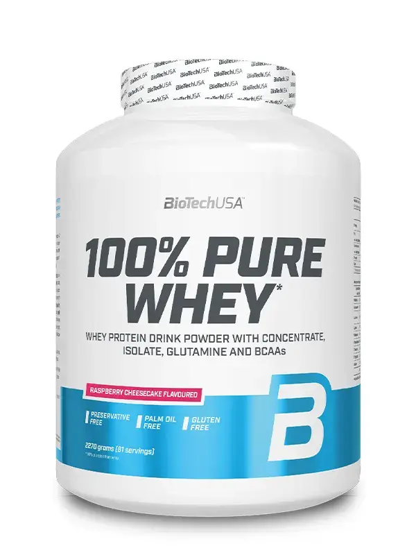 BioTechUSA Whey Protein 100% Pure, Malina cheesecake, 2270g