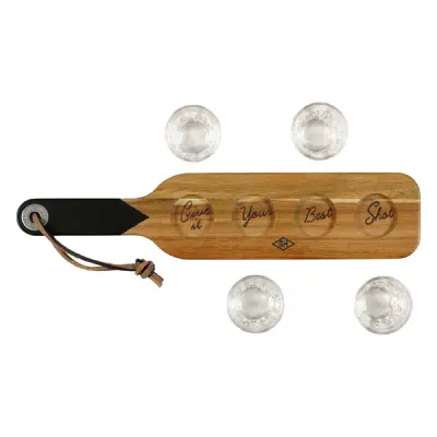 Set čašica sa poslužavnikom Serving paddle, 5 delova