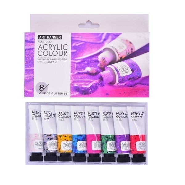 AKRILNE BOJE 8x22ML GLITTER COLOR SET ART