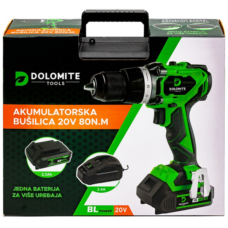 AKUMULATORSKA BUŠILICA SA 2 BRZINE 20V 80N.M BRUSHLESS BC DOLOMITE