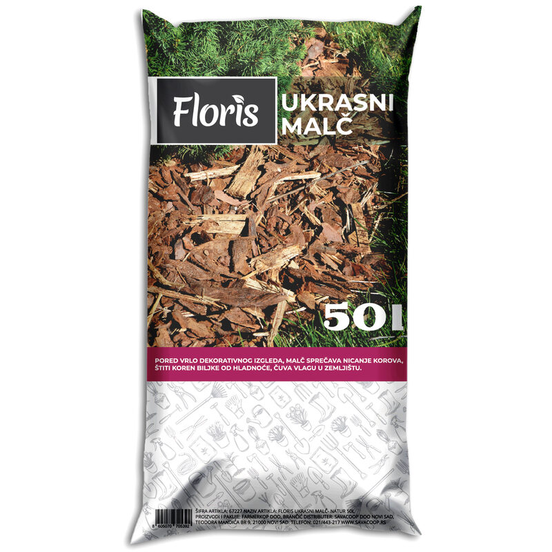 FLORIS UKRASNI MALČ- NATUR 50L