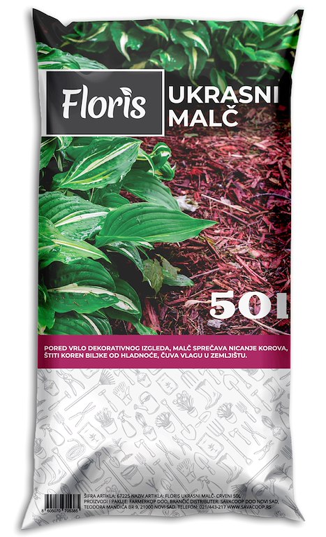 FLORIS UKRASNI MALČ- CRVENI 50L