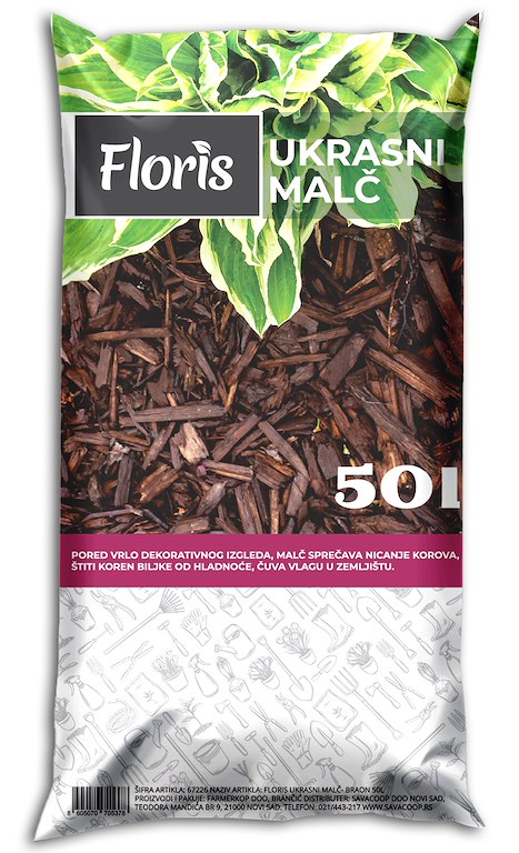 FLORIS UKRASNI MALČ- BRAON 50L