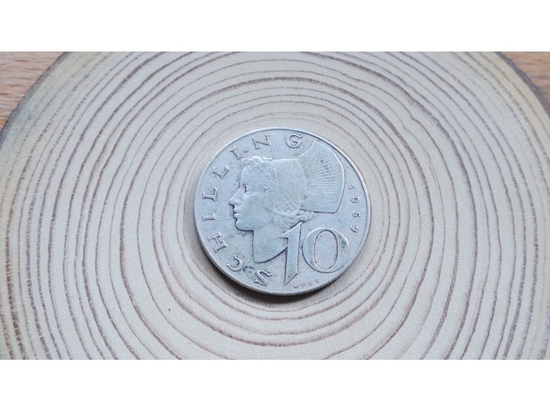 AUSTRIA 10 SCHILLING 1957 GODINA SREBRO