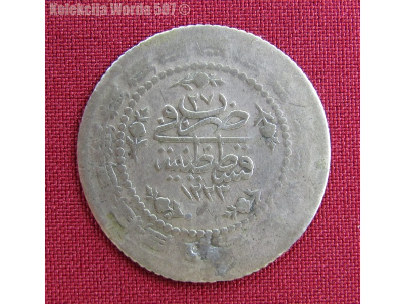 Srebrna Kovanica 3 Kurush 1223. -27 Mahmud II Turska