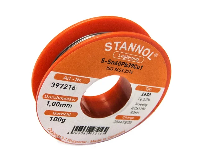 Tinol žica za lemljenje - Kalaj sa Olovom - STANNOL 1mm 100g Sn60Pb39Cu1 HS10