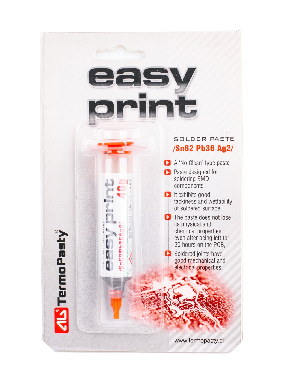 Lemna pasta za SMD lemljenje Easy Print Sn62Pb36Ag2 u špricu 20g TermoPasty