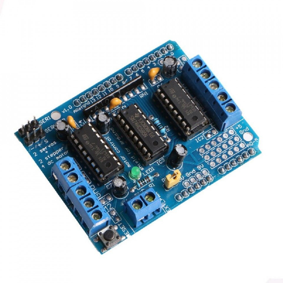 Arduino L293D Motor Drajver Šild (Shield) za DC i Steper Motore – Kontroler Motora