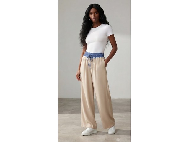 NOVE Italijanske Palaco Pantalone Sa Cvetnim Strukom –L