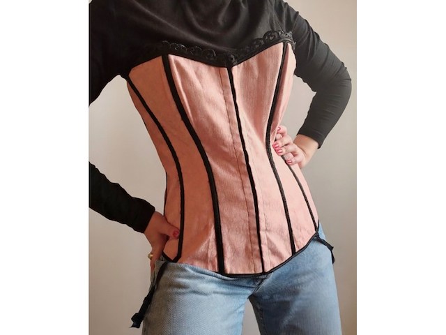 Roze-crni brokatni korset