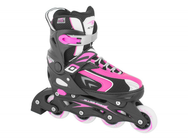 ROLER PW126B ROZA CRNI PVC ŠINA ABEC5 VEL.S(33-36)
