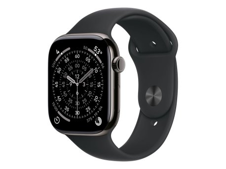APPLE Watch S11 Cellular 46mm Slate Titanium Case with Black Sport Band - S/M (mfd14rk/a)