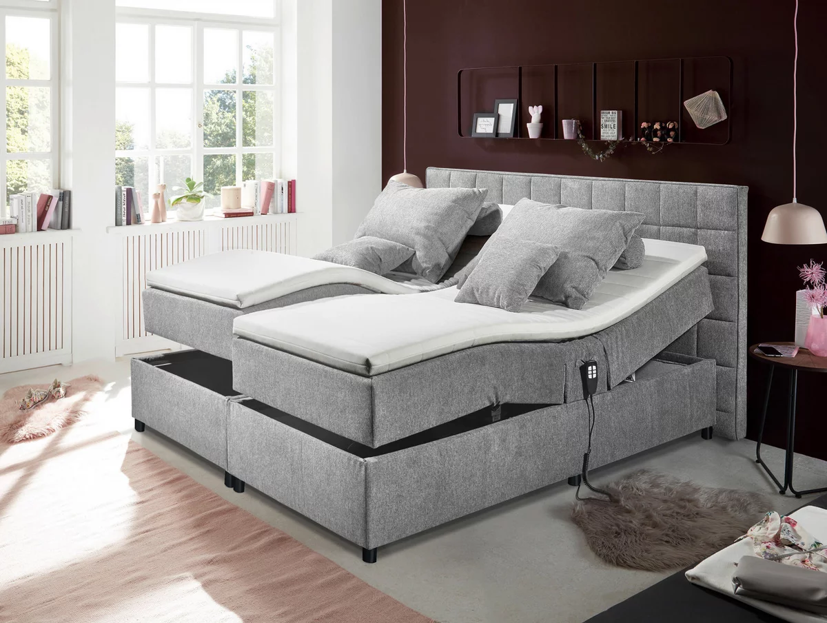 BOXSPRING KREVET 180/200 cm svetlosiva