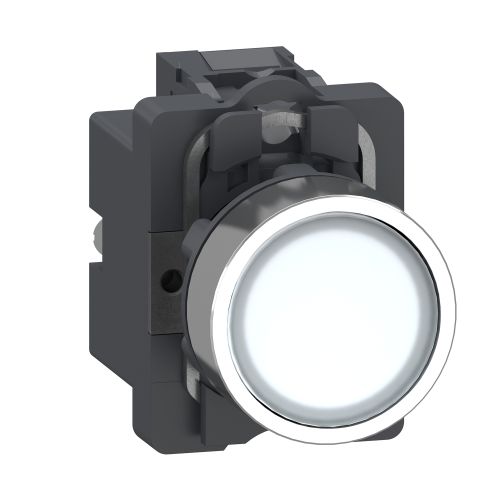 SE Kompletno osvetljeno taster dugme Easy Harmony XA2 plastična glava 22mm bela 1NO AC/DC 24V povratna opruga