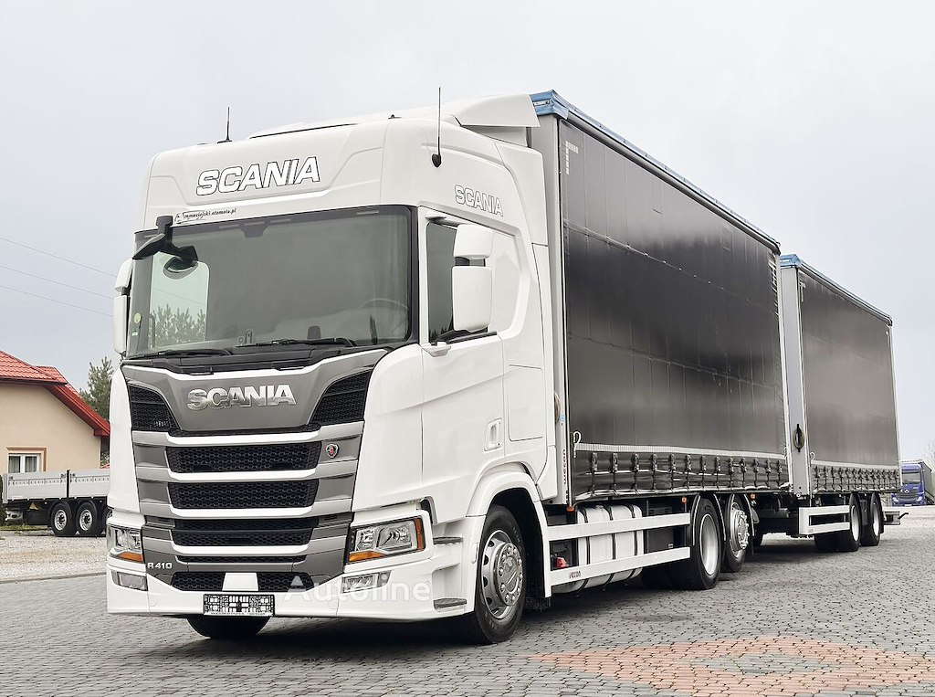 Scania R410 NEXT GEN RETARDER + WECON 120m3 / TANDEM kamion sa klizna zavesa cerada + prikolica sa kliznom ceradom
