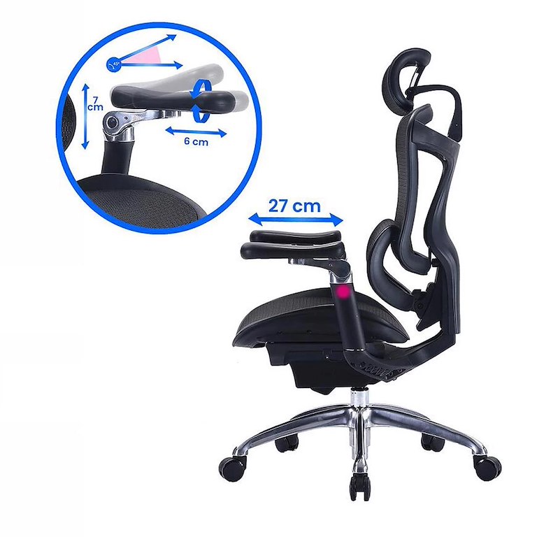 Angel Kosmo ergonomska stolica 51x45,1x130 cm crna