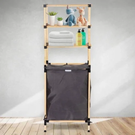 Seowood polica drvena sa korpom za ves 57x28x141 cm ( SEO-8171 )