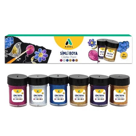 Adeland akrilne boje, glitter colors set, 25ml*6 ( 31144 )