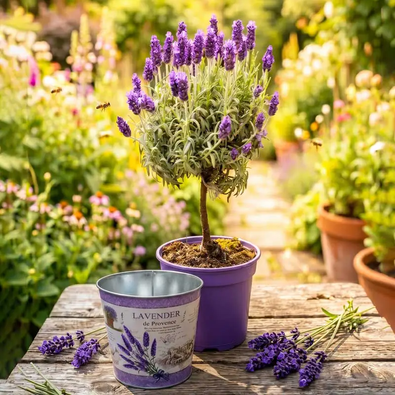 Lavanda španska na štapu, poklon saksija