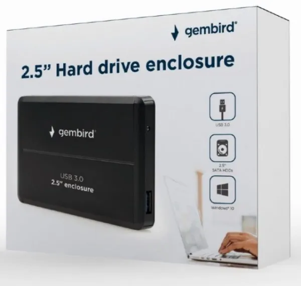 EE2-U3S-2 Gembird USB 3.0 Externo kuciste za 2.5 SATA hard diskove, aluminium, crni