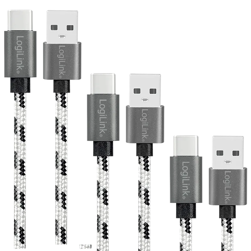 Logilink USB 2.0 Type C, C/M na USB - A/M, 3-pak set 0.5 m / 1 m / 2 m
